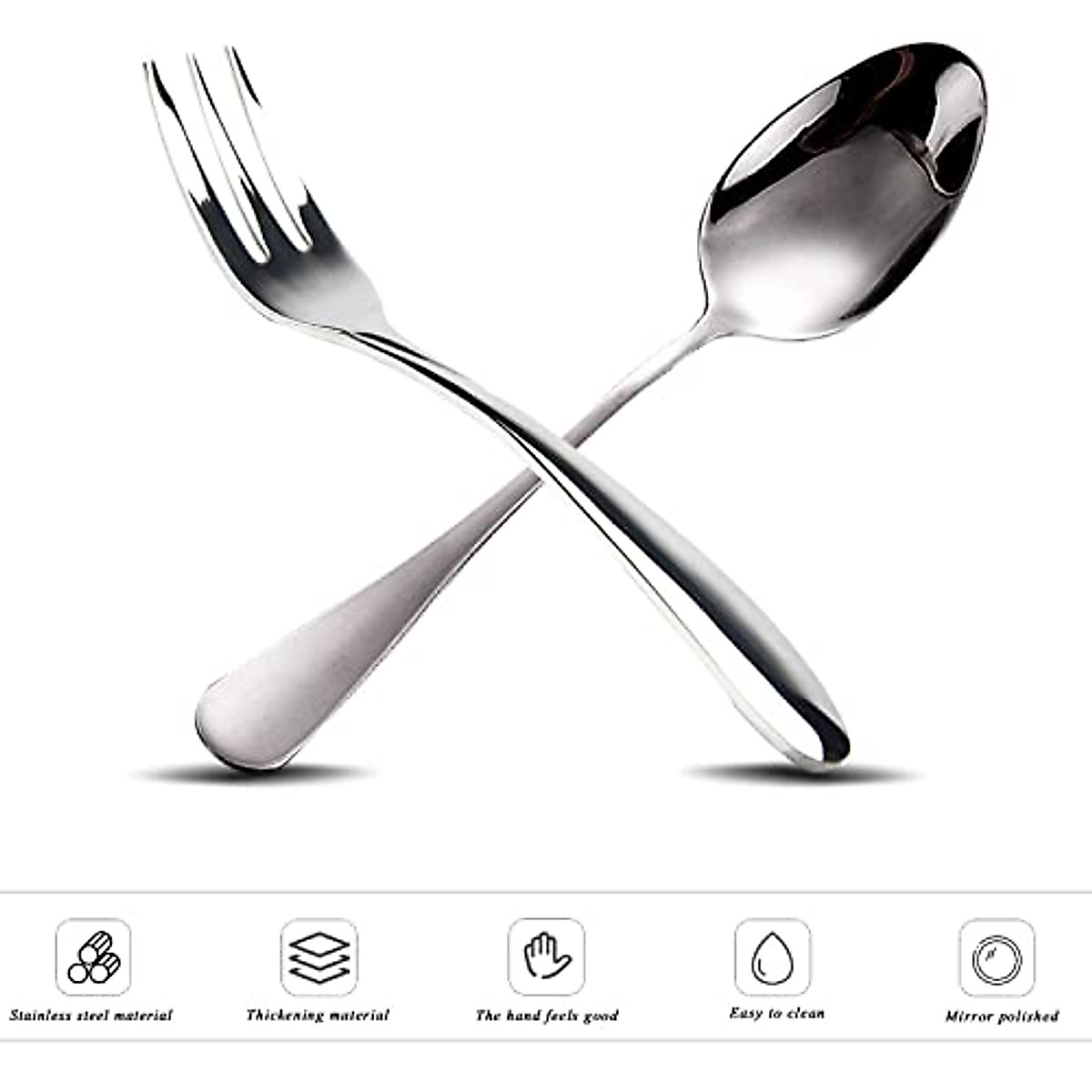 Glitterymall 12PCS Stainless Steel Cocktail Tasting Appetizer Cake Fruit Forks and Tea Dinner Server Spoon Kitchen Accessory Wedding Party (6 forks 5'' and 6 spoons5'')
