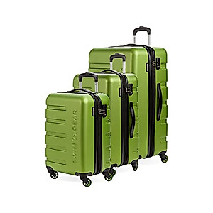 SwissGear 7366 Hardside Expandable Luggage with Spinner Wheels, Green, 3-Piece Set (19/23/27)