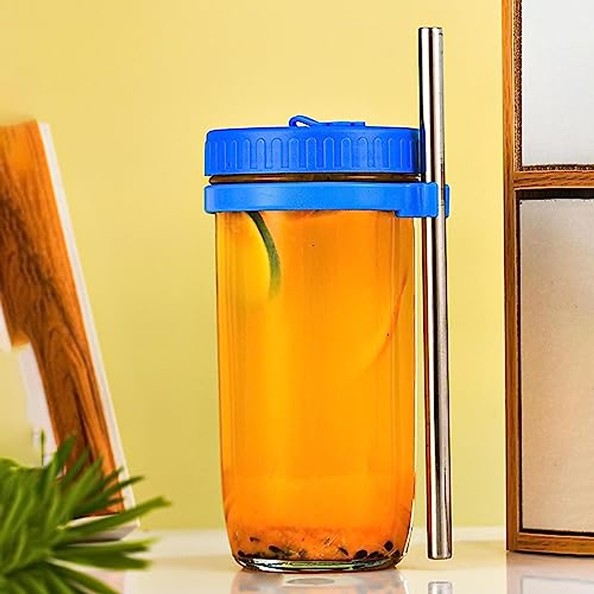 4 Set Can Shaped Glass, Drink Cups With Lids And Straws, Iced Coffee Cups Reusable Drinking Glasses Beer Can Glasse, Cute Tumbler Cup For Homes, Kitchens, Breweries, Cafes, And Restaurant