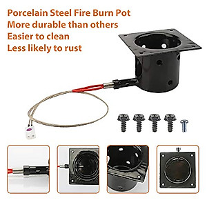 Unidanho Black Porcelain-Enameled Fire Burn Pot and Hot Rod Ignitor Kit Replacement Parts for Traeger and Pit Boss Pellet Grill with Screws and Fuse