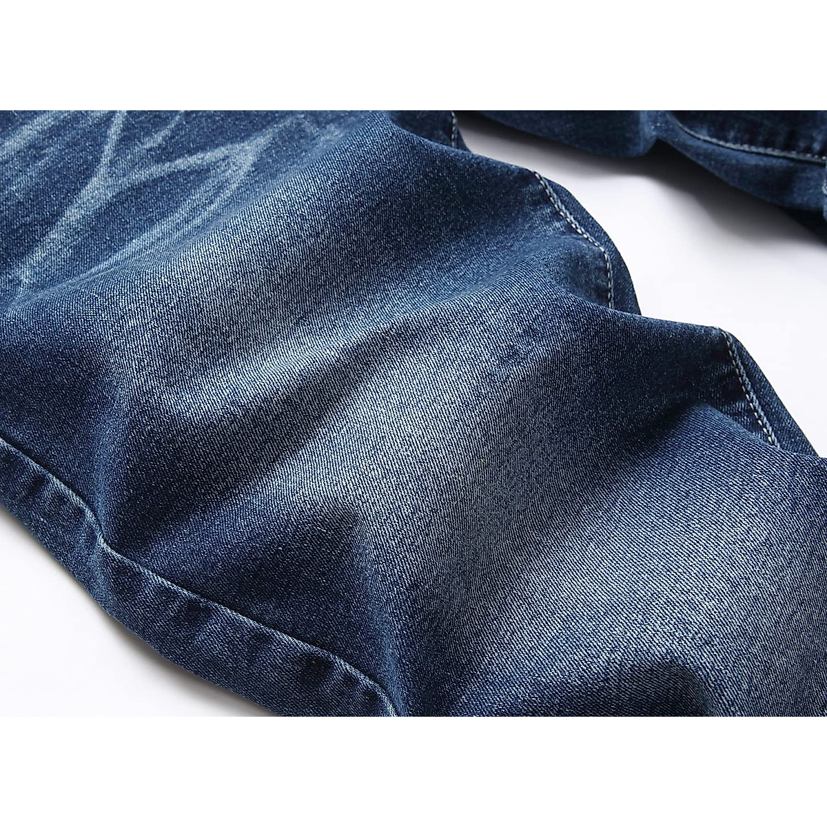 Men's Blue Mid Waist Skinny Fit Stretch Comfy Premium Washed 5-Pockets Fashion Denim Jeans Pants,Y2261,42