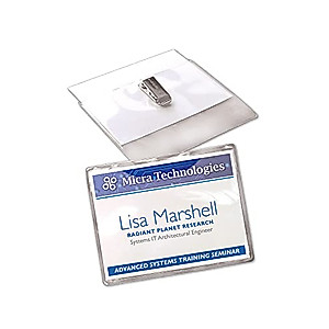 Avery Customizable Name Badges with Clips, 3" x 4", Clear Name Tag Holders with White Printable Inserts, 40 Clip Style Name Badges (5384)