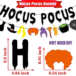 Hocus Pocus Party Decorations 52PCS Hocus Pocus Party Decor with Hocus Pocus Banner Cupcake Toppers Halloween Hocus Pocus Decorations for Home Halloween Party Decorations