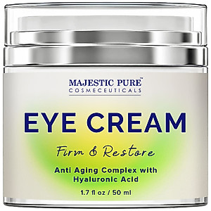 Majestic Pure Under Eye Cream with Hyaluronic Acid - Anti Aging & Firming - Reduces Appearance of Dark Circles, Puffiness, Eye Bags & Crow’s Feet - Youthful & Bright Appearance - Men and Women - 50ml