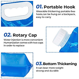 Hakkin Collapsible Water Container Bag 4 Pcs 10L/(2.6 Gallon), No-Leak Freezable Portable BPA Free Food Grade Plastic Storage Jug for Camping, Hiking, Travel, Emergency Survival Kit Bonus 2 Pcs Caps