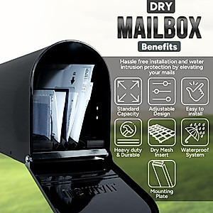 Dry Mailbox – Outdoor Metal Mailbox with Mailbox Insert to Keep Mail Dry | Weatherproof Mailbox for Outside for Secure Deliveries | Standard Outside Mailboxes | US Postal Service Approved - Black