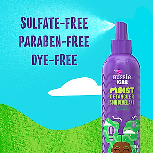 Aussie Kids Moist Detangler Spray, Sulfate & Paraben Free, Moisturizing & Tangle-Free Hair Care for Kids, Cruelty-Free, 8 Fl Oz Each, 3 Pack