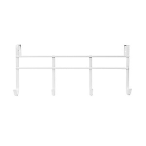 Spectrum Diversified Four Over The Door Hook, White Closet Organizer for Jackets, Coats, Hats, Purses, Scarves, Towels & Accessories, 4
