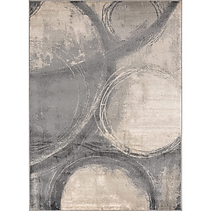 LUXE WEAVERS Howell Collection Abstract Circles Gray Area Rug, Anti Shedding Modern Geometric Contemporary Rug,8' x 10'