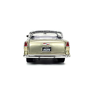 Big Time Muscle 1:24 1955 Chevy Bel Air Die-Cast Car, Toys for Kids and Adults(White/Gold Flames)