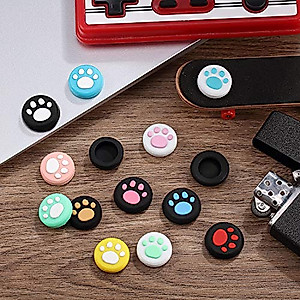 Sumind 28 Pieces Replacement Cute Cat Claw Design Thumb Grip Caps Thumb Grips Analog Stick Cover Joystick Cap Soft Silicone Cover Compatible with Nintendo Switch, Switch Lite and Joy-Con Controller