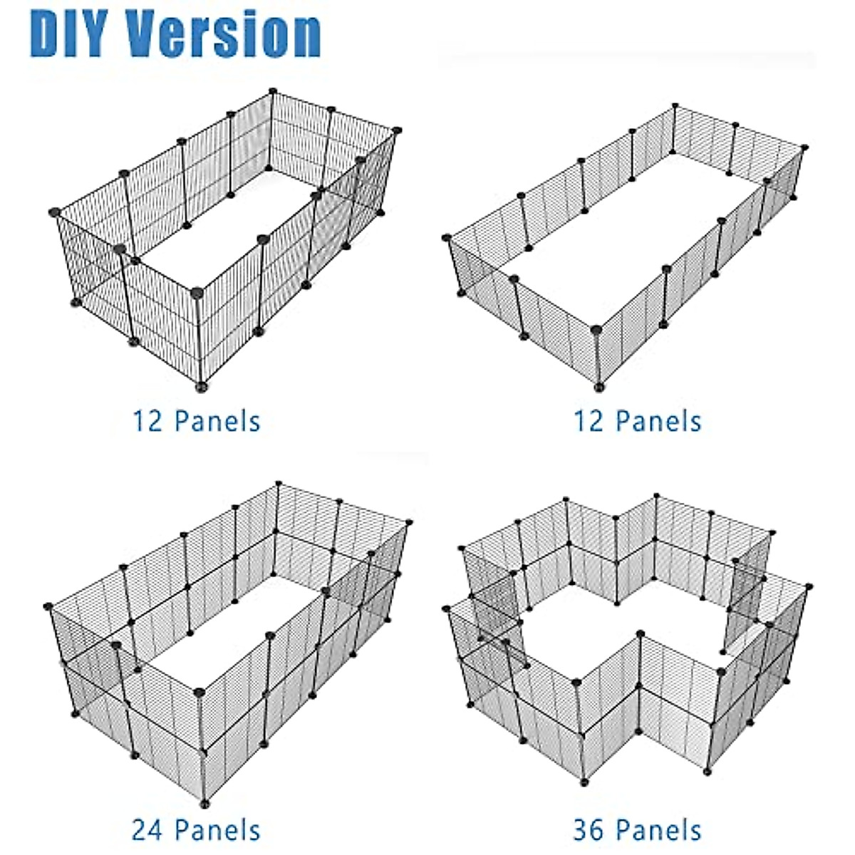 Pet Playpen Pet Fence Hamster Playpen, Guinea Pig Playpen Small Animal Playpen Portable Playpen, Rabbit Playpen Guinea Pig Cages, Metal Wire Fence for Puppys Rabbit Kitten Hedgehog, Portable, Black