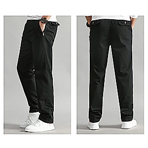 WZIKAI Mens Cargo Pants,Elastic Waist Sweatpants for Men Casual Long Trousers Light Jogger Pants Black XL
