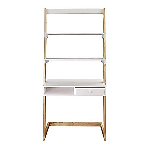 American Trails Freestanding Ladder Desk With Drawer, Natural Maple/White