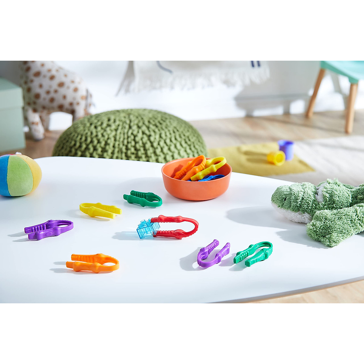 Learning Resources Gator Grabber Tweezers - 12 Pieces, Ages 2+ Fine Motor Tweezers for Kids, Toddler Learning Toys