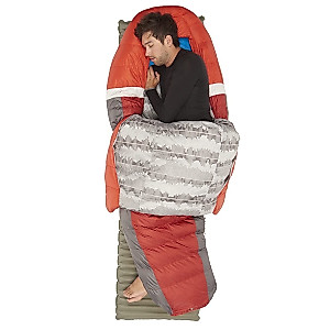 Sierra Designs Backcountry Bed 20 Degree Sleeping Bag with 650 Fill Dridown - Lightweight Zipperless Down Sleeping Bag for Camping & Backpacking -Men, Women & 2 Person
