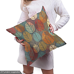 Ambesonne Autumn Fabric by The Yard, for Hobby DIY Projects and Sewing Colorful Round Leaves Art Seasonal Repetition Creative Nature Art Composition, Decorative Home Accents Fabric, 3 Yards, Orange