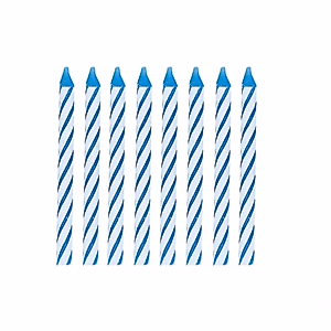 Unique Stripes Party Candles, 2.5", Blue