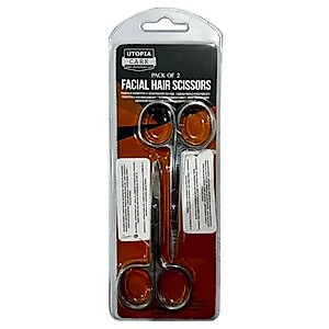 Utopia Care Eyebrow Scissors, Small Scissors for Men and Women - Curved and Rounded Nose Hair Scissors for Grooming Mustache, Beard, Eyelashes, Ear Hair Trimming- Professional Stainless Steel - Silver