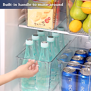 Moretoes 6 Pack Clear Plastic Storage Organizing Bins with Lids, Kitchen Organization Cabinet Fridge Organizer, Pantry Organization and Snack Storage Bins