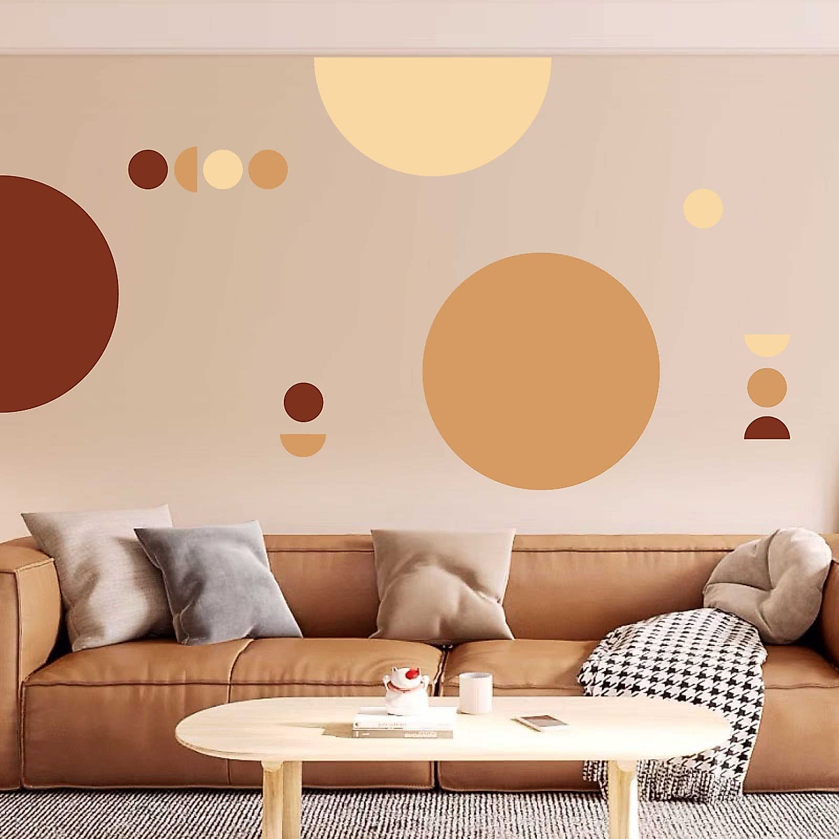 Half Circle Wall Decal Semicircle and Dots Abstract Wall Stickers Modern Geometric Decals Removable Peel and Stick Wall Stickers for Nursery Living Room Office Decor
