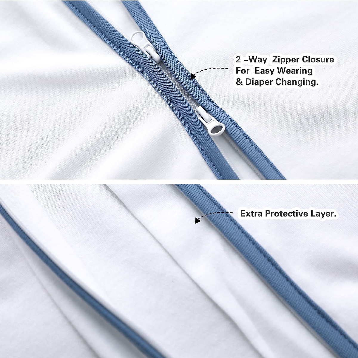 bonbonPomme Baby Sleep Sack 2 Pack -Baby Toddler Sleep Sack Sleeveless Cotton 2-Way Zipper Baby Wearable Blanket Sleeping Bag White Fox 12-18 Months