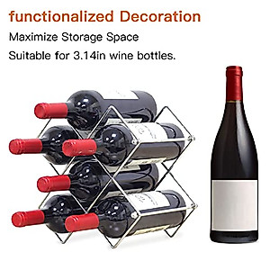 Yimerlen Tabletop Wine Rack, Geometric Countertop Wine Holder, Metal, Capacity - 6 Bottle (Silver)