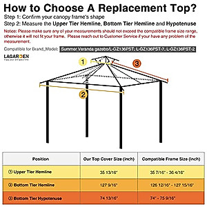 Yescom 10.6'x10.6' Gazebo Top Replacement for 2 Tier Summer Veranda Frame Canopy Cover Patio Garden Yard Dark Beige Y00710T01