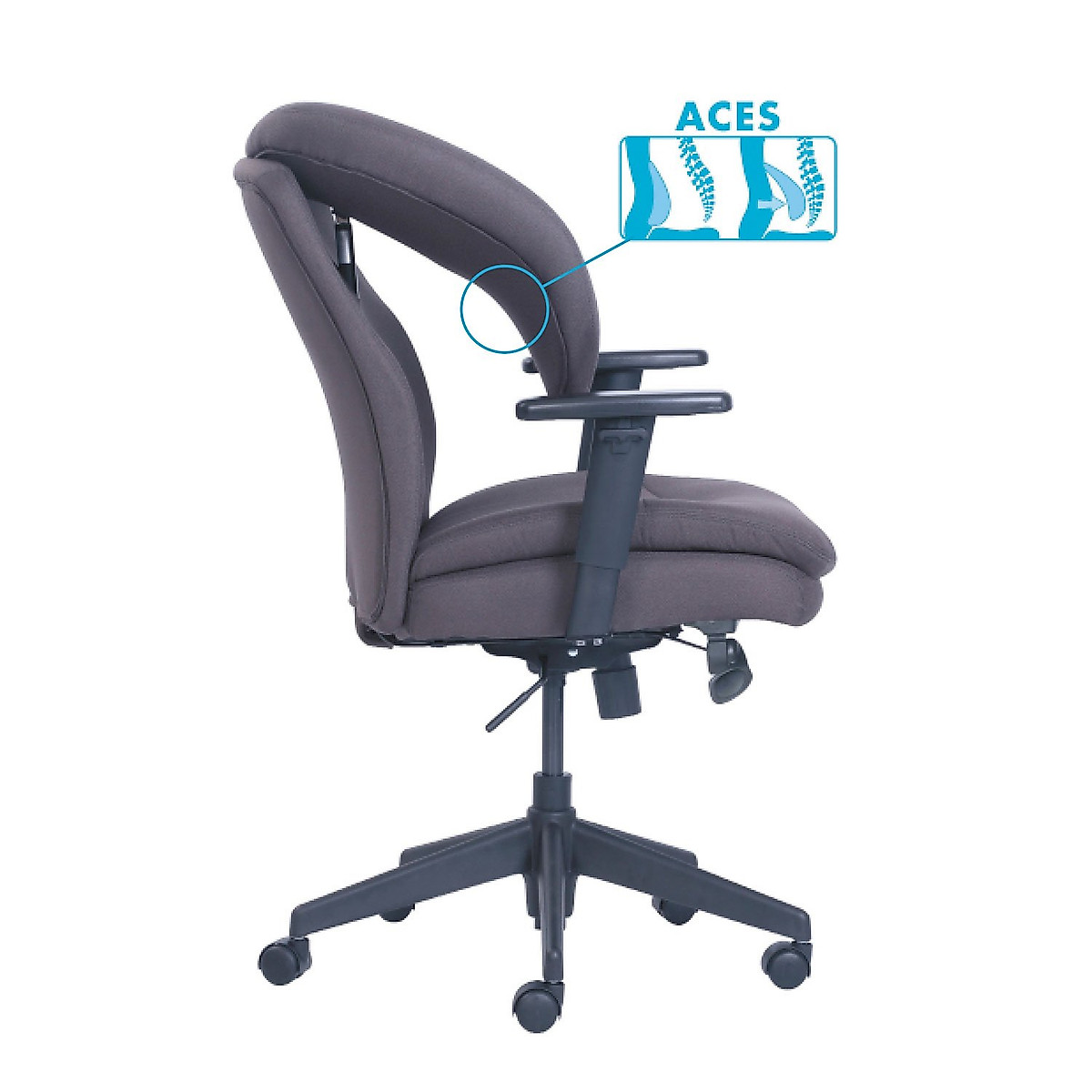 SertaPedic Cosset Ergonomic Task Chair, Supports Up to 275 Lb, 19.5" to 22.5" Seat Height, Gray Seat/Back, Black Base
