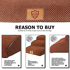 Topmart High Density Foam Dog Steps 4 Tiers,Extra Wide Deep Pet Steps,Non-Slip Pet Stairs,Dog Ramp for Bed,Soft Foam Dog Ladder,Best for Older Dogs Injured,Older Pets,Cats with Joint Pain,Color Brown