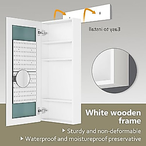 Vacolitel Single-Door Bathroom Medicine Cabinet with Mirror, Recessed or Surface Mount Bathroom Wall Cabinet,Left-Opening (15"X36")