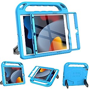 eTopxizu Kids Case with Built-in Screen Protector for New iPad 10.2 Inch 2021/2020/2019 (9th/8th/7th Gen), Shockproof Handle Stand Case for 2021/2020/2019 iPad 10.2, iPad Air 3 10.5 2019, Blue