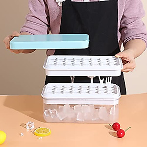 Silicone Ice Cube Tray with Lid and Bin for Freezer, Easy Release & Stackable, BPA Free, Small Ice Cube Tray Mold Making 64 Pieces for Cocktails, Whiskey, Chocolate Tea Coffee