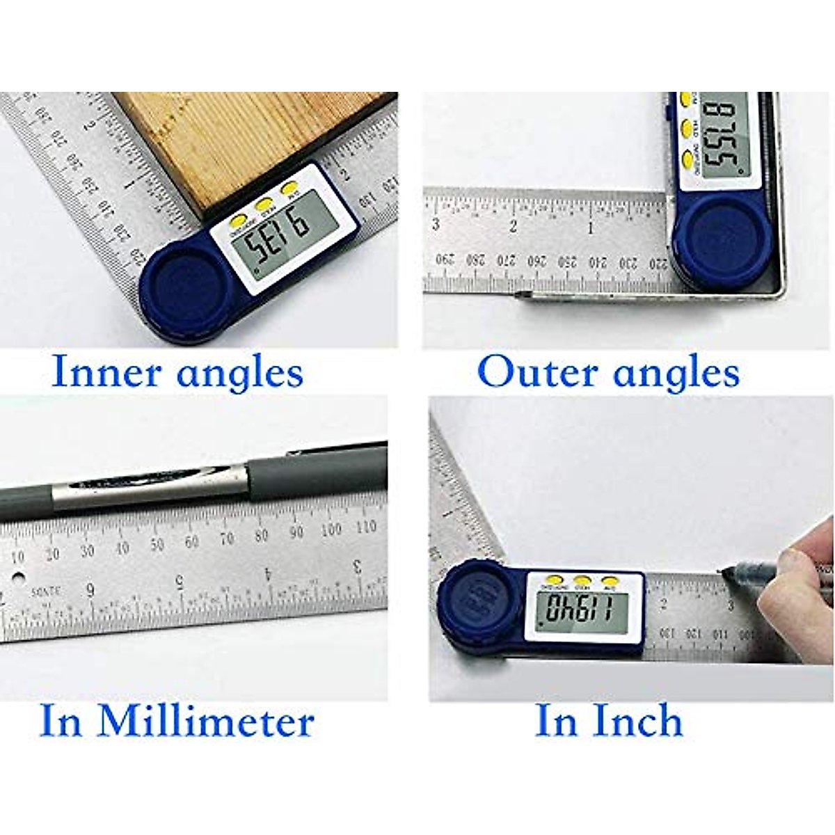 Suncala Digital Angle Finder Protractor with Zeroing and Locking Function, 7-Inch Stainless Steel Angle Finder Ruler