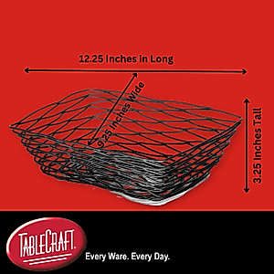 TableCraft Products BK17212 Basket, Rectangle, 12" x 9" x 3.5", Black Metal
