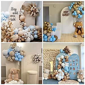 60 PCS Sage Green Dark Brown Beige Latex Balloons Set with Metallic Gold Balloons, Olive Green Gold Nude Coffee Party Balloon for Jungle Safari Woodland Birthday Decorations (Green)