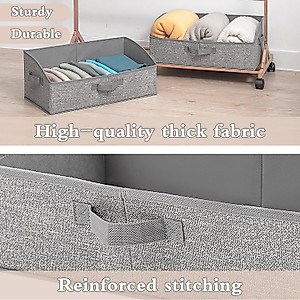 EITMOW Trapezoid Storage Baskets for Shelves, Closet Woven Fabric Organizer Bin and Clothes Storage Bins, Foldable Organizer Box with Reinforced Handles. (Gray, 2 Pack/19.7 x 11.2 x 7.9inch)