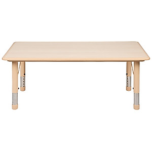EMMA + OLIVER 23.625" W x 47.25" L Natural Plastic Adjustable Activity Table-School Table for 6