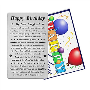 BAZLJY Happy Birthday Daughter Gifts - Metal Engraved Birthday Card for Daughter - Meaningful Gifts for Daughter Birthday