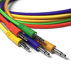 PolarNoise Eurorack Patch Cables - 5 Nylon Braided 0.14 Inch Mini Jack Mono Cables for Modular Synths (72 Options) Combi1 18 Inch
