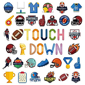 Winnwing 41 Pcs Football Cutouts Bulletin Board Decorations Set Rugby Touchdown Accents Paper Cut-Outs with Glue Point Dots School Classroom Wall Decor for Sports Game Day Party Supplies