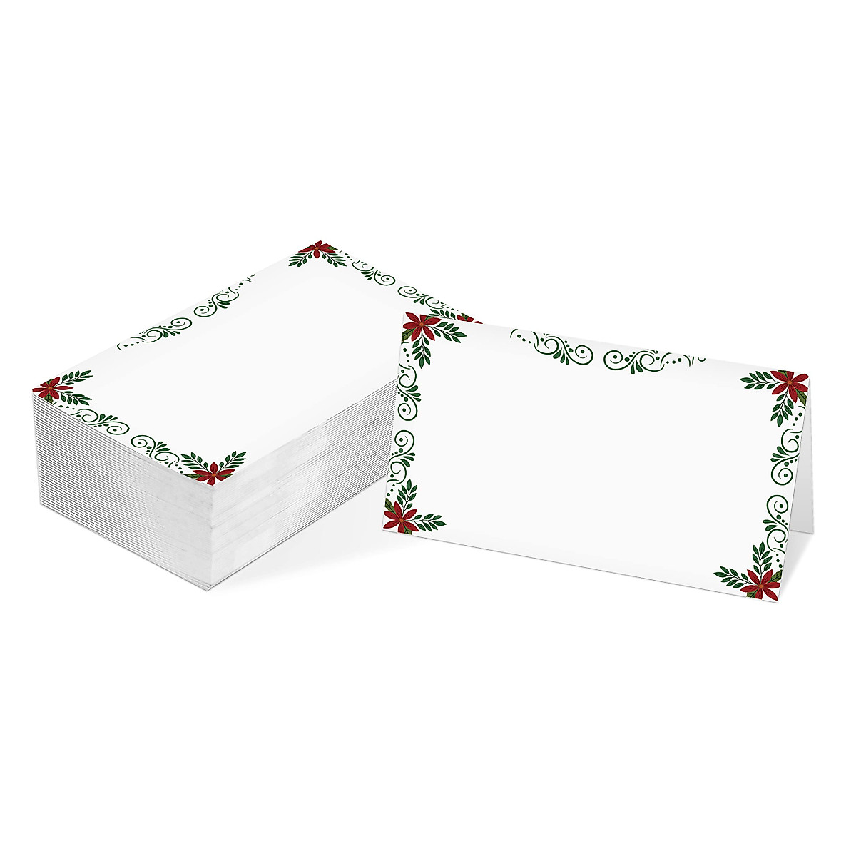 Table Place Card, Christmas Themed Tent Style Cards, Pack of 25 Half-Fold Reception Place Card, Perfect for Christmas Party, Wedding, Bridal & Baby Shower, Birthday, Banquet and Special Events A20