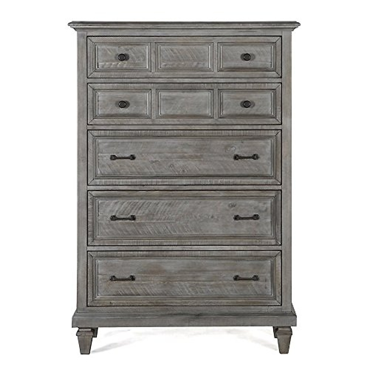BOWERY HILL Modern Wood 5 Drawer Chest in Dovetail Gray Finish