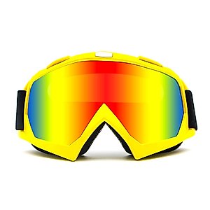 DPLUS Ski Goggles, Snowboard Snow Goggles for Men Women with Spherical Detachable Lens UV Protection Anti-Fog (Yellow/Colorful)