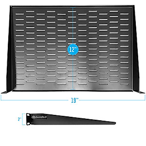 AxcessAbles 1U Vented AV Cantilever Rack Shelf for 19 Inch Equipment Rack & IT Cabinets. 10 Inches Deep No Lips. 44lb Capacity (2 Pack)