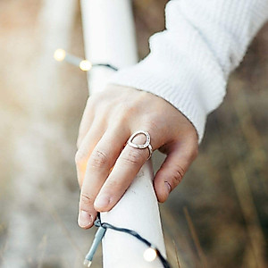 Joolala Karma Open Circle Round Minimalistic Ring in 925 Sterling Silver/Gold Plated - for Women (8, Silver)