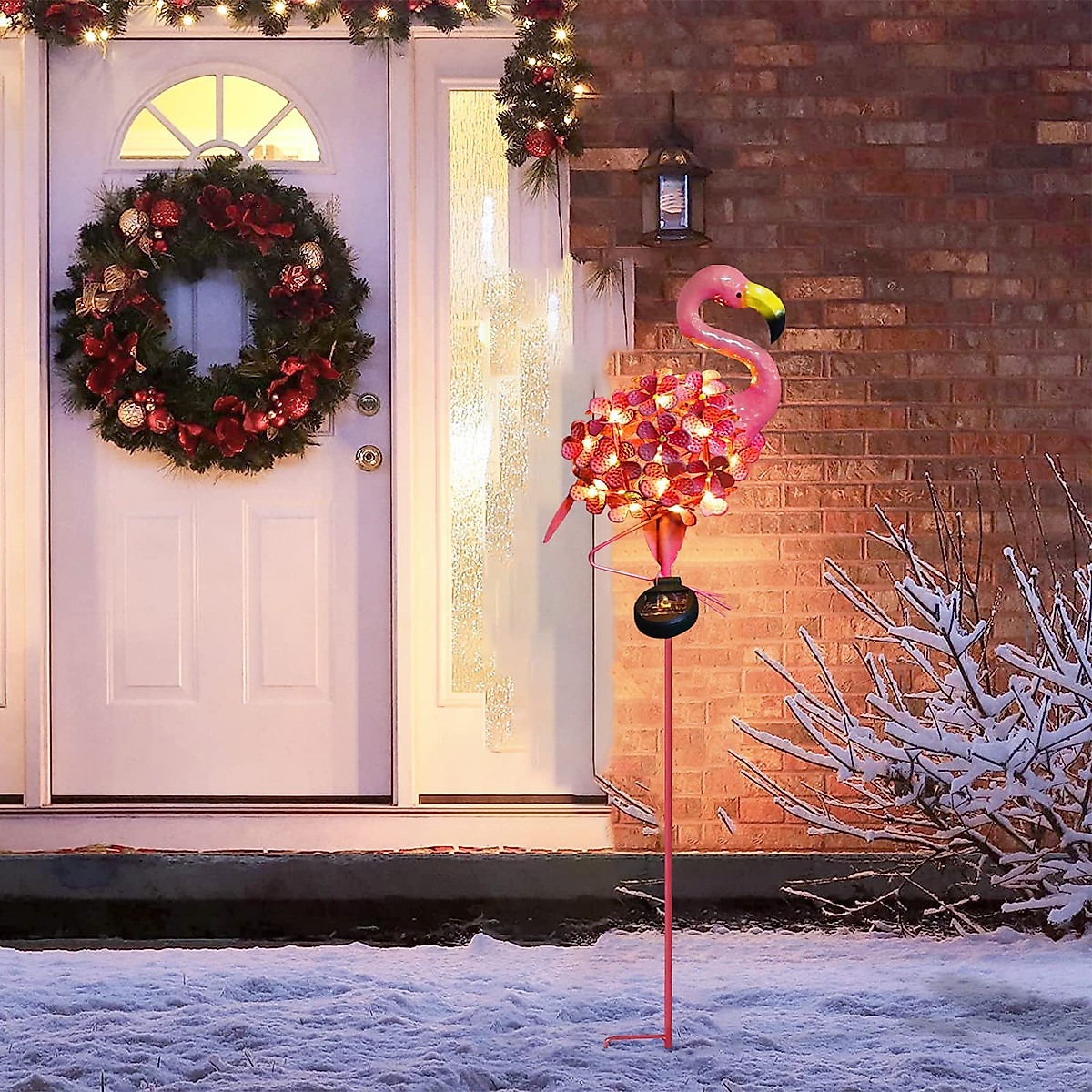 Solar Lights Garden Flamingo Pathway Light for Decor,Outdoor Stake Metal Lights,Waterproof Warm White LED for Lawn,Patio or Courtyard Christmas Decoration