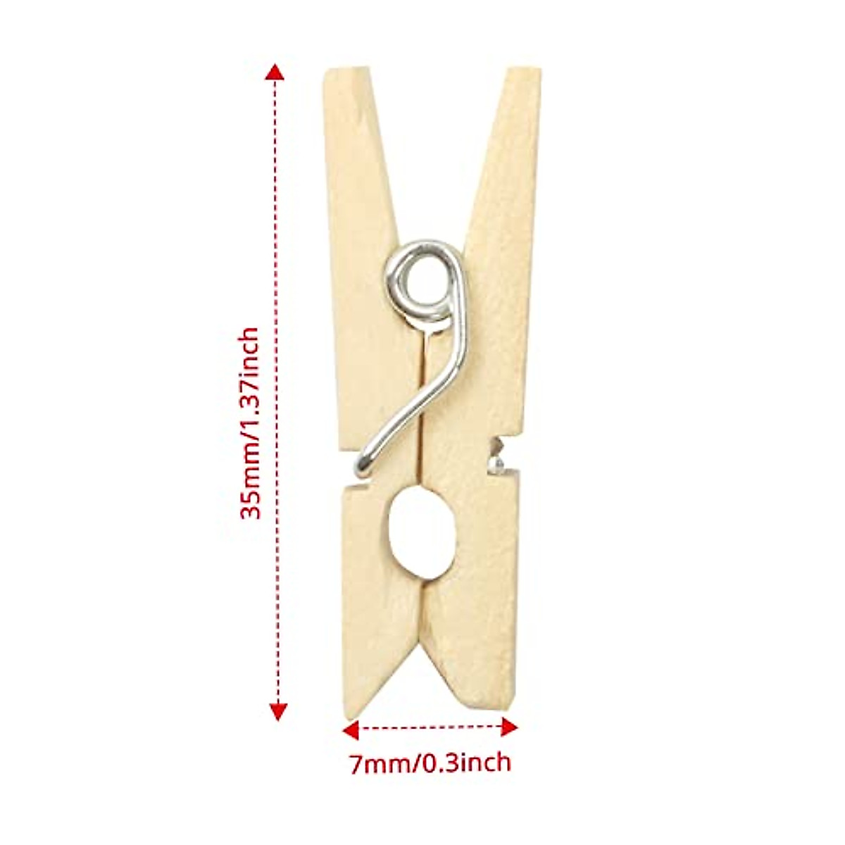 NUTJAM 100 Pack Mini Clothespins,3.5 X 0.7 MM Clothes Pins, Wooden Small Clothes Clips for Photos, Clothesline, Bag, Crafts, Art Wall, Pictures