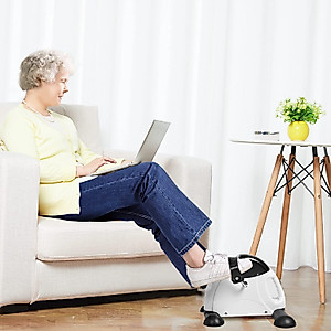 Mini Exercise Bike, Uten Under Desk Bike Pedal Exerciser, Peddler Exerciser, Portable Foot Cycle Arm & Leg Peddler Machine with LCD Screen Displays (White)