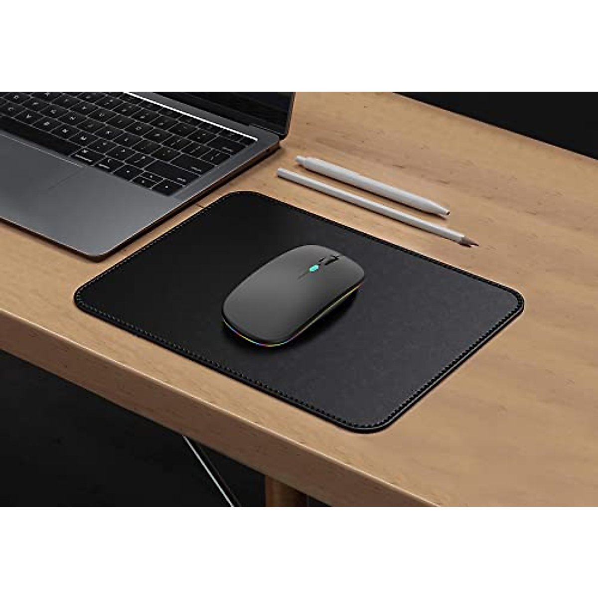 Wireless Bluetooth Mouse,LED Rechargeable Slim Silent Laptop Mouse,Portable(BT5.2+USB Receiver)Dual Mode Computer Mice,Quick Precise Responsiveness Control Laptop,Desktop Computer,Tablet,phone.(Black)